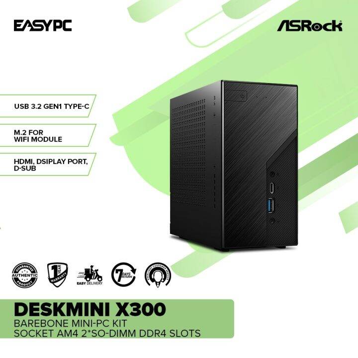 EasyPC Asrock DeskMini X300 Barebone Mini-PC Kit Socket AM4 2xSO-DIMM ...