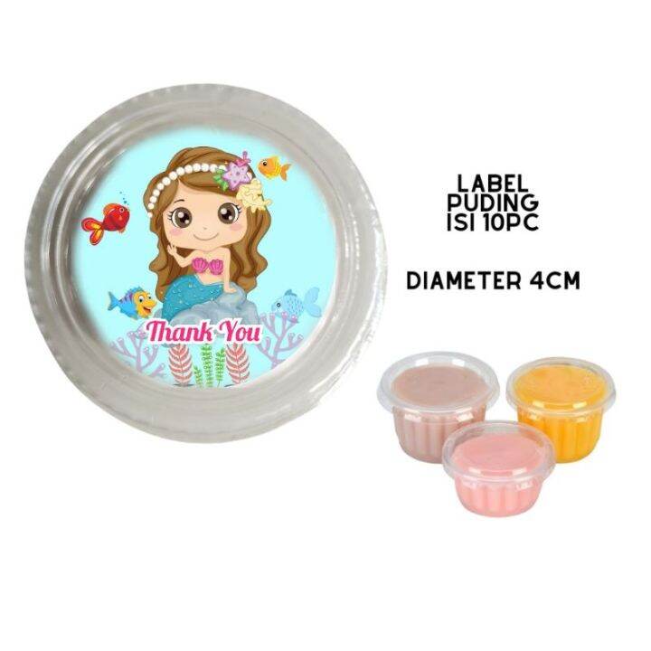 Label stiker puding MERMAID label cup puding sticker cup pudding label ...
