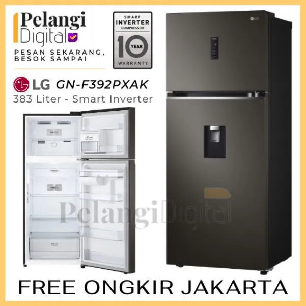 LG F392PXAK Kulkas Dua 2 Pintu Smart Inverter Dispenser Air Ice Maker ...
