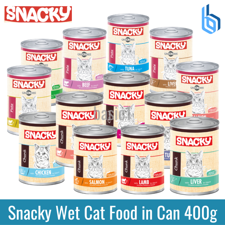 Snacky Wet Cat Food in Can 400g (Chunk or Pate in Gravy) | Lazada PH