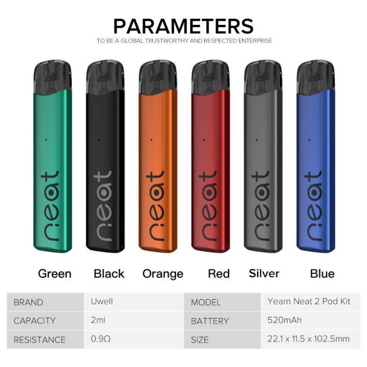 Uwell Yearn Neat 2 Starter kit Battery 520mah Resistance 0.9Ω Legit ...