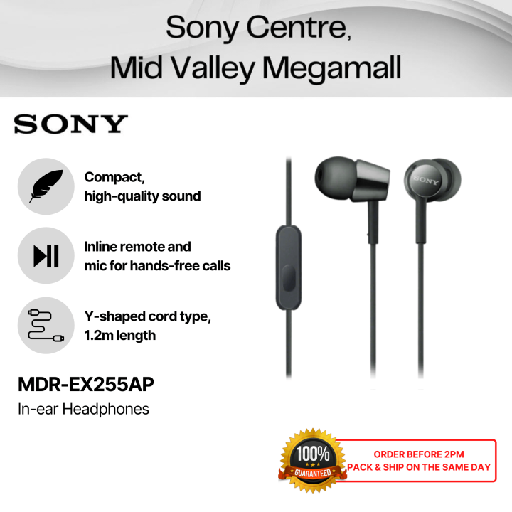 SONY MDR-EX255AP MDREX255AP EX255AP IN-EAR HEADPHONES WITH MIC (SONY M ...