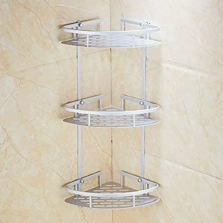 3 Layer Corner Bathroom Rack Triangular Bathroom Corner Organizer Rack ...