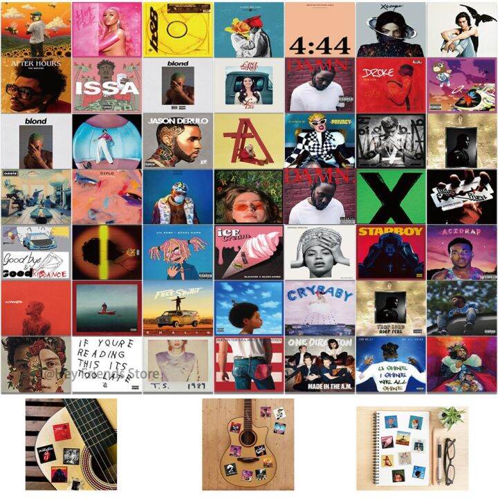 10/55PCS Unique Square Printed Album Covers Stickers Music Singer ...