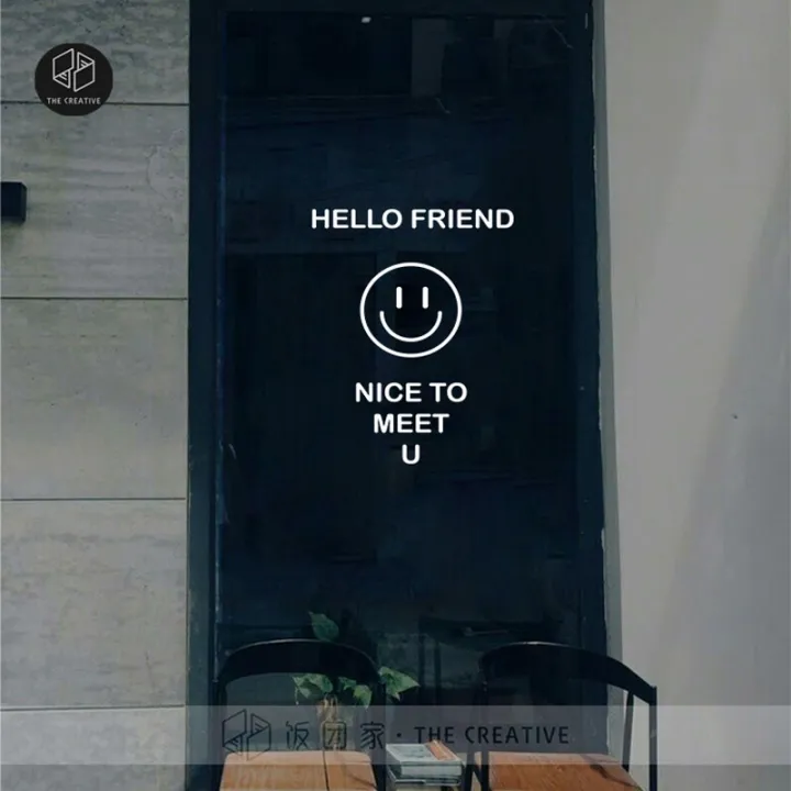 English smiley face Hello friend clothing milk tea coffee shop beauty ...