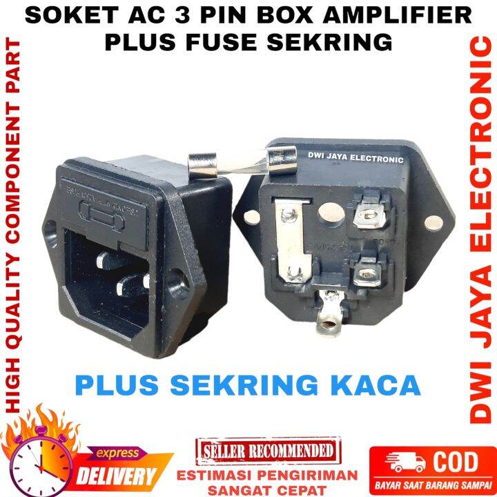 SOKET AC 3 PIN BOX AMPLIFIER BELL PLUS FUSE SEKERING | Lazada Indonesia