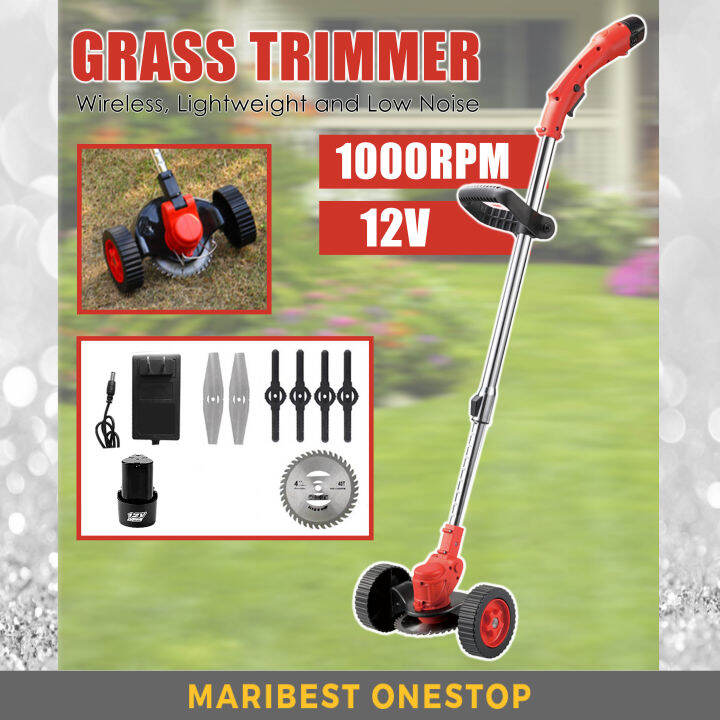 [ LDM-12-WHEEL ] 12V Grass Trimmer Mesin Rumput 1 Set Lown Mower Multi-function Household Grass ...