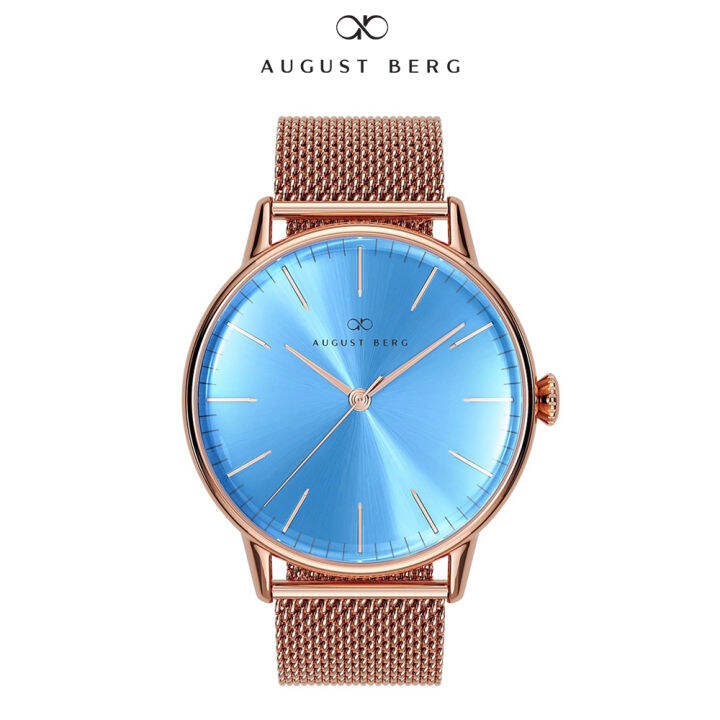 August Berg Serenity Rose Gold Classic Sky Blue Watch | Lazada