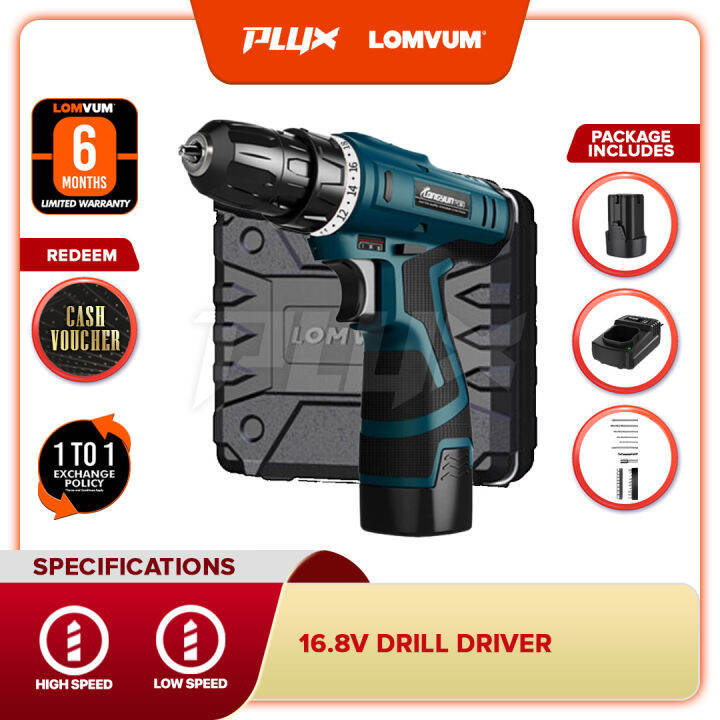 Lomvum 16 8v Double Speed Cordless Screwdriver Drill Recharge Battery