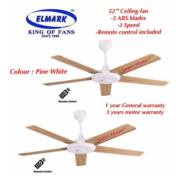 Elmark Ceiling Fan GEM TP102 ABS Blade 52 inch AC Motor Ceiling Fan ...