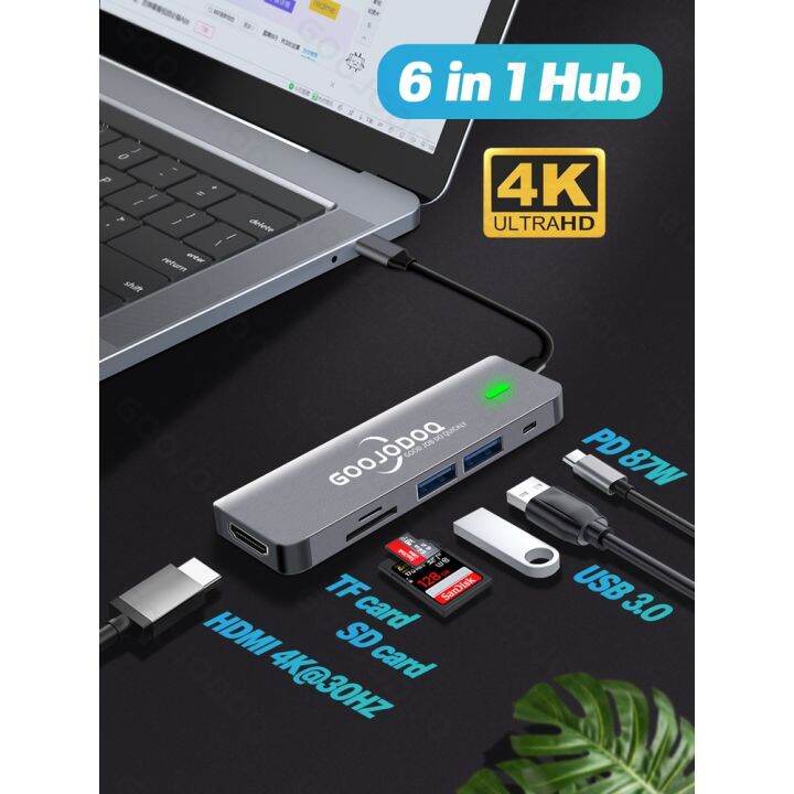 Goojodoq Active Type C Hub Converter 6 In 1 Adapter | Lazada PH