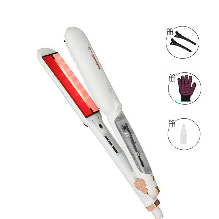 Professional Infrared Steam Hair Straightener Wide Plate Hair Salon ...