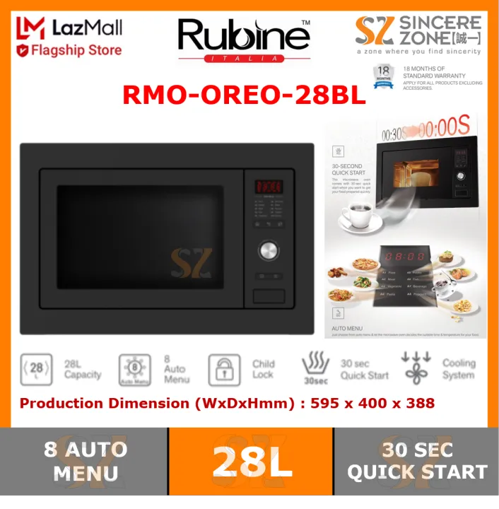 Rubine RMO-OREO-28BL 28L Built-In Microwave Oven With Grill Function ...