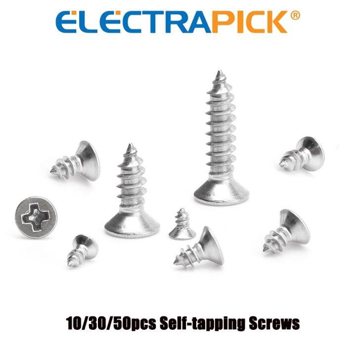 ELETRAPICK 10/30/50pcs M2 M3 M4 M5 M6 304 Stainless Steel Cross Phillips Flat Countersunk Head ...