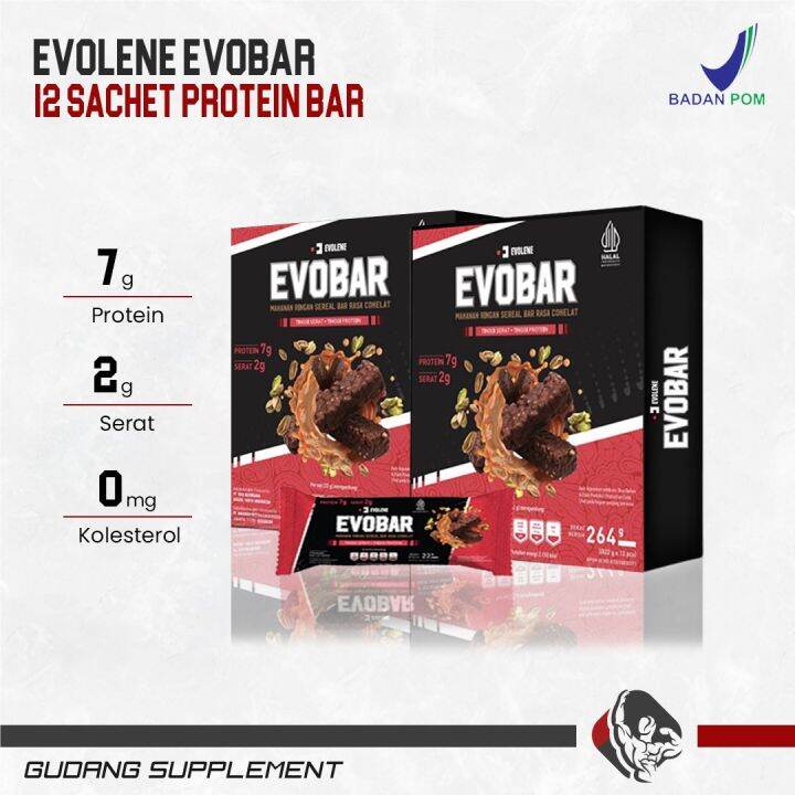 Evolene Evobar 1 Box 12 Sachet Protein Bar | Lazada Indonesia