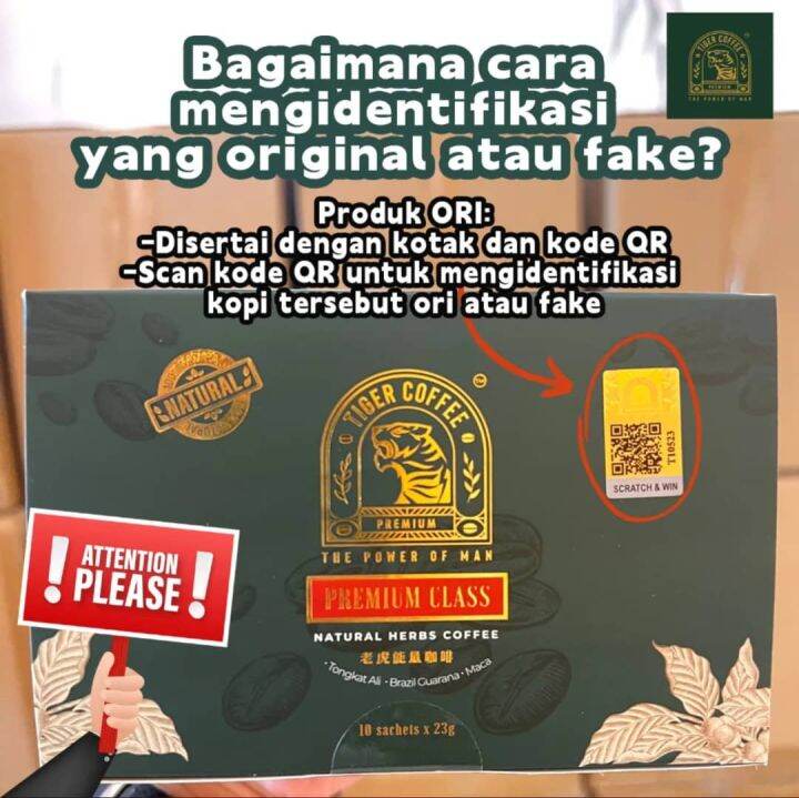 Tiger Coffee 100% ORIGINAL (The Power Of Man) Kopi Harimau (1 Kotak 10sachets x 23g) | Lazada