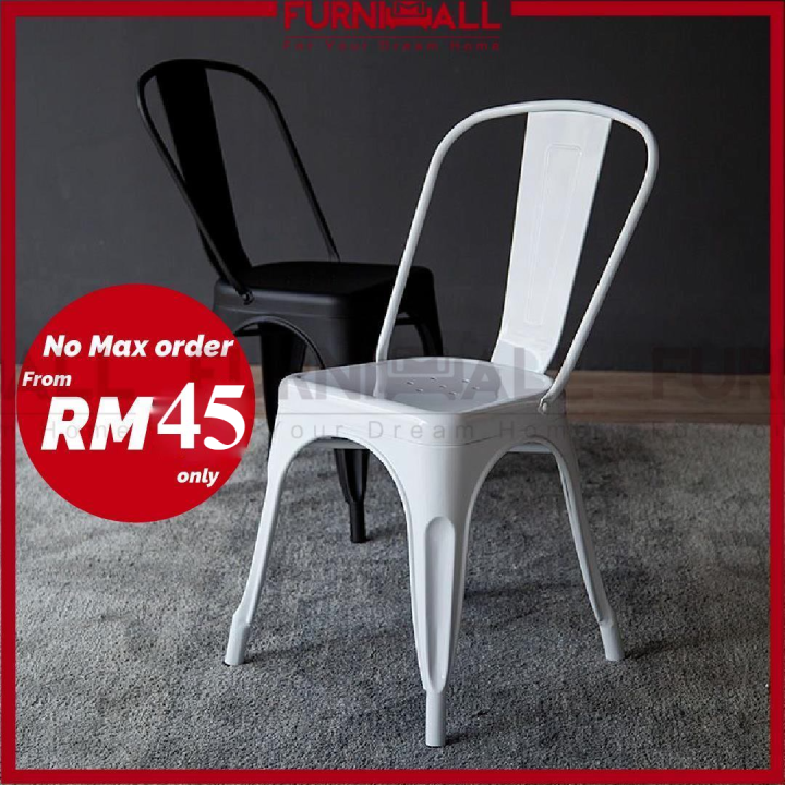 FURNIMALL Industrial Bar Chair Kerusi Makan Besi Cafe Bar Stool Cafe ...