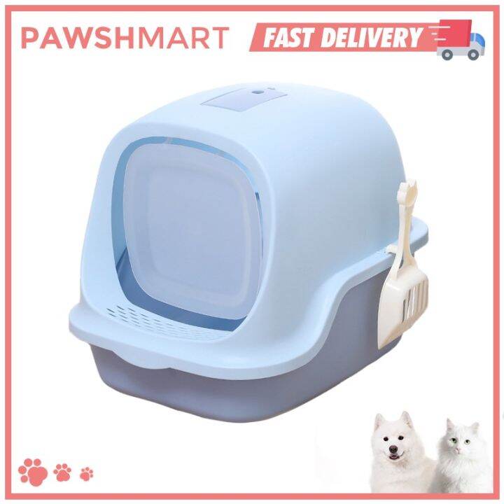 PAWSH MART Clamshell Litter Poop Box Fully Enclosed Splash-Proof Cat ...