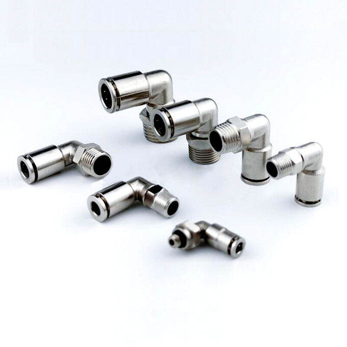 Pneumatic Elbow Connector PL4-M5 PL4-01 PL4-02 Brass nickel plating 4mm Hose OD M5 1/8 1/4 PT ...