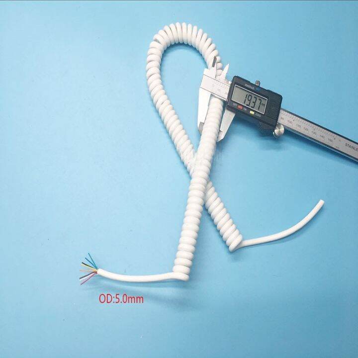 White spring cable wire 8 core 26 awg/0.15mm stretch 1 2 3 4 5 6 7 8 9 ...