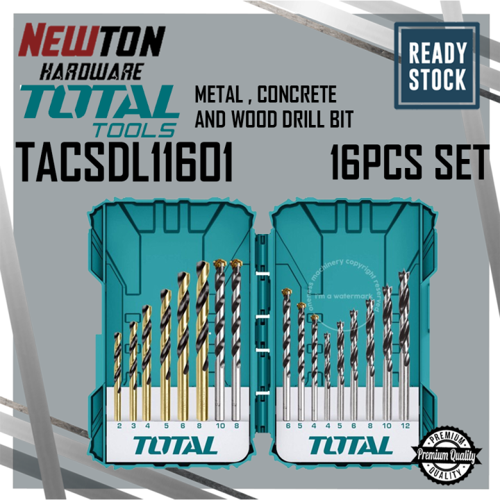''TOTAL'' METAL, CONCRETE AND WOOD DRILL BITS SET 16PCS TACSDL11601 ...