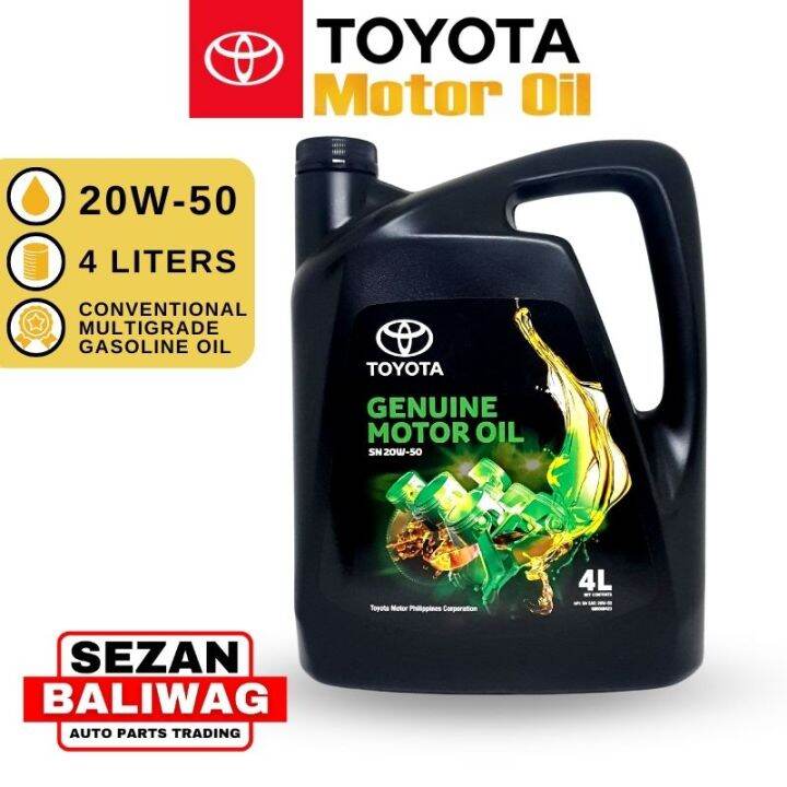 20W-50 REGULAR / CONVENTIONAL 4 LITERS ORIGINAL TOYOTA MOTOR OIL ...