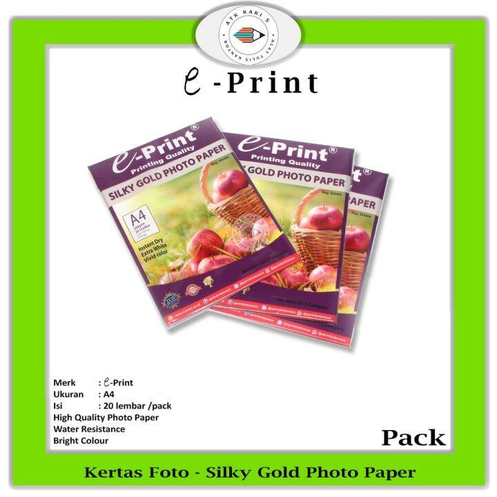 Kertas Foto - Photo Paper - Silky Gold Paper Premium A4 260 gsm 20 ...