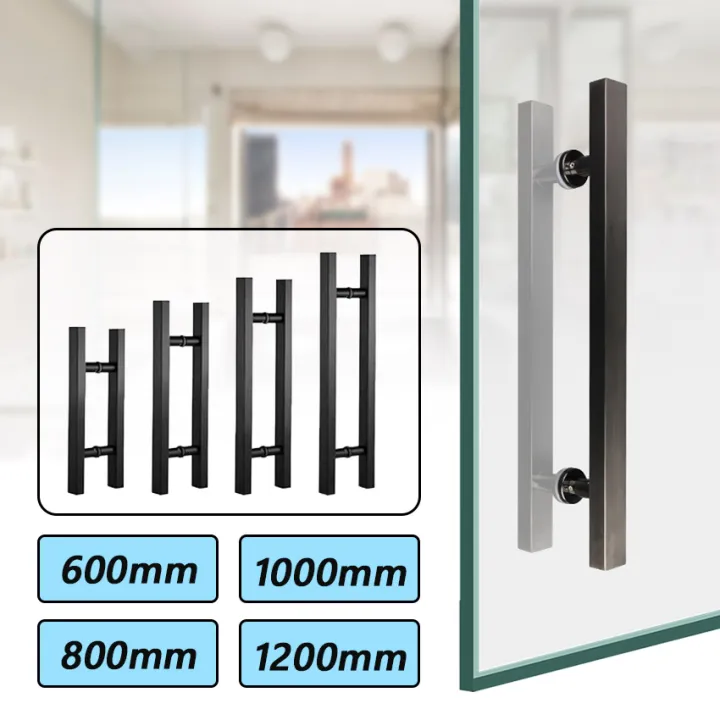 Heavy Duty Push Pull Door Handle Grab Bar Stainless Steel Frosted Black ...