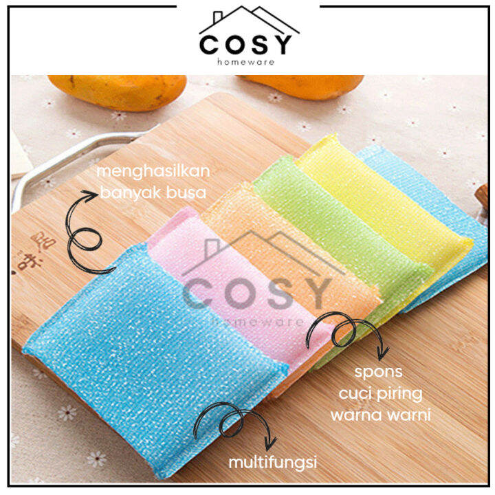 COSY Spon Busa Cuci Piring Warna Warni Sabut Jaring Spons Dishwashing ...