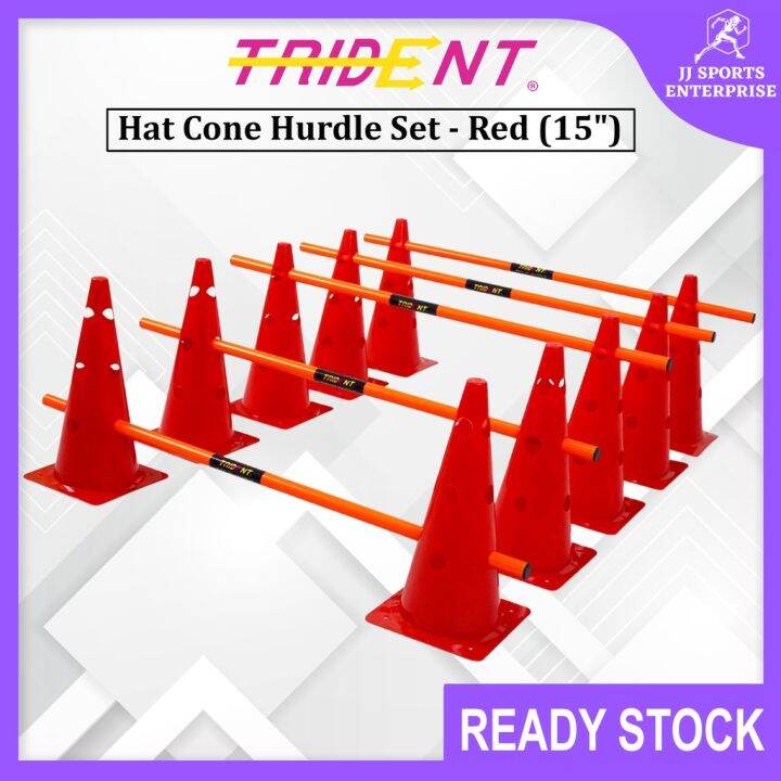 Trident Hat Cone Hurdle Set - Red (15") Cone With Hole Cones With Hurdles Kon Palang Crossbar ...