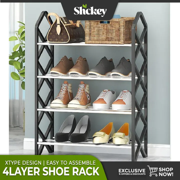 SHCKEY - 4 Layer X-Shaped Triangle Bracket Shoe Rack Organizer ( Random ...