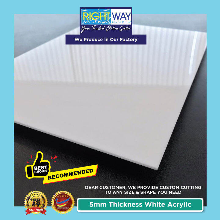 5mm THICKNESS DIY WHITE ACRYLIC SHEET (SIZE - 420mm x 120mm) | Lazada