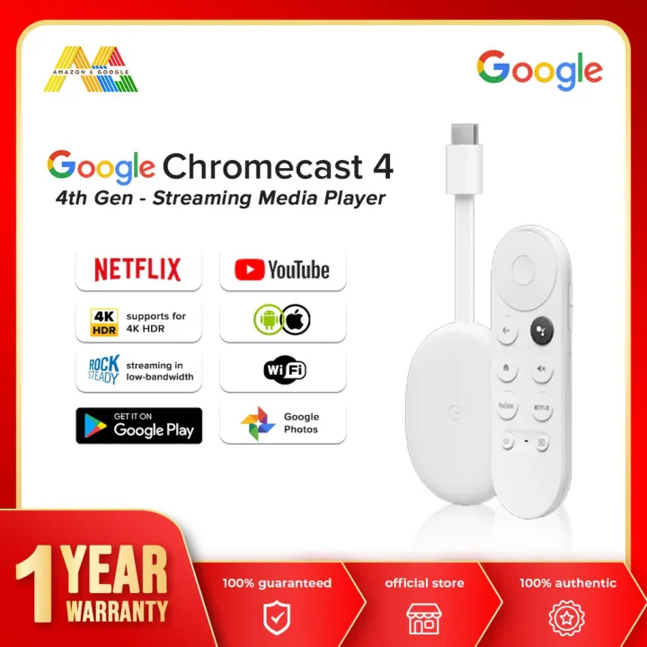 Google Chromecast 4 with Google TV 2020 4th Gen Streaming Media Player ...