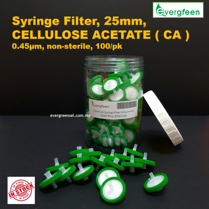 ( READY STOCK ) Syringe Filter 25mm, CELLULOSE ACETATE ( CA ) 0.45µm ...