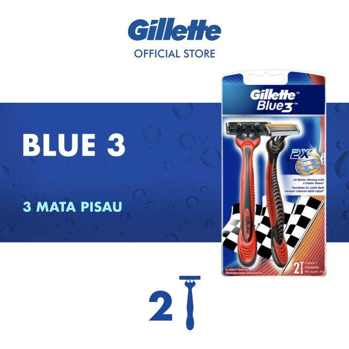 Gillette Alat Cukur Blue 3 Biru Razor Pisau Cukur Isi 2 | Lazada Indonesia