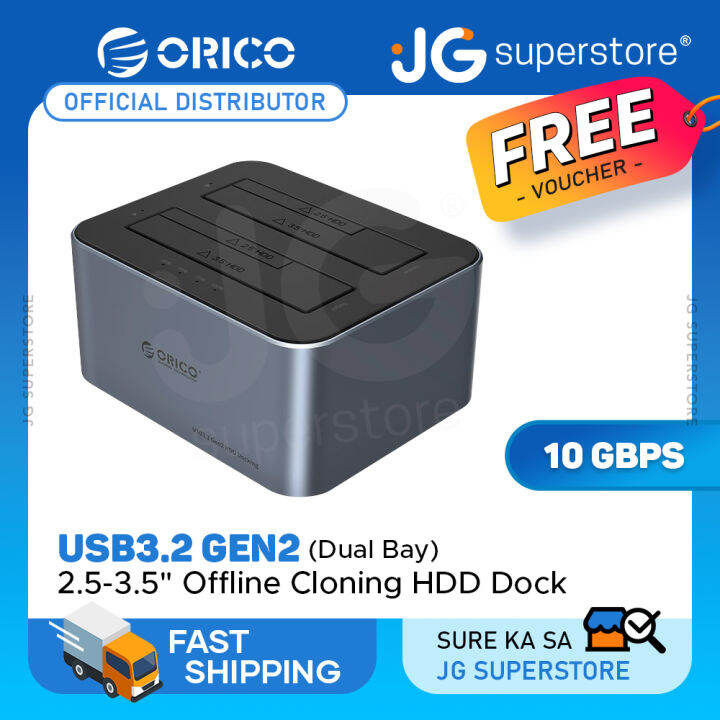 ORICO USB-C 10Gbps 3.0 2.5" / 3.5" SATA HDD / SSD Dual Bay Docking Station with Offline Cloning ...