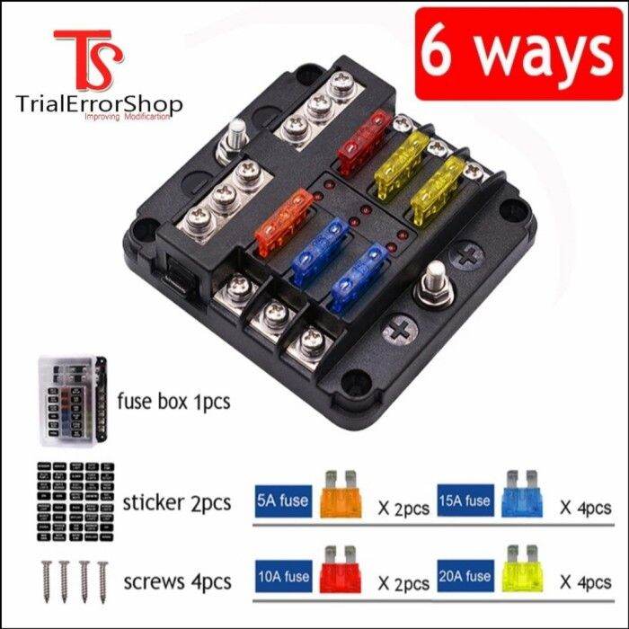 Box Sikring 6V 12V 24V Fuse Box 6 Way 6 Output Boks Sikring | Lazada ...