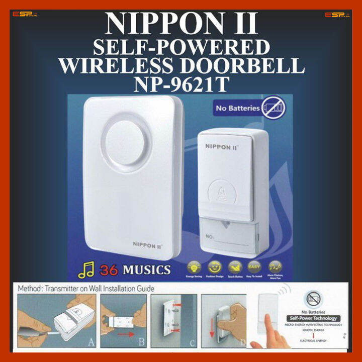 Nippon II Self Powered Wireless Doorbell NP-9621T (No Batteries) | Lazada