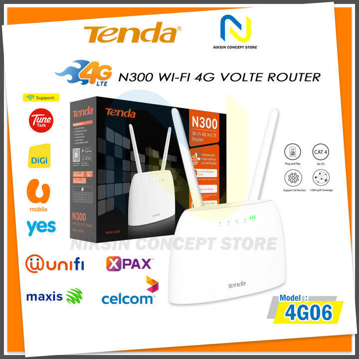 Tenda 4G06 N300 4G Voice 4G Router - SIM Card/Hotspot Router/Modem ...