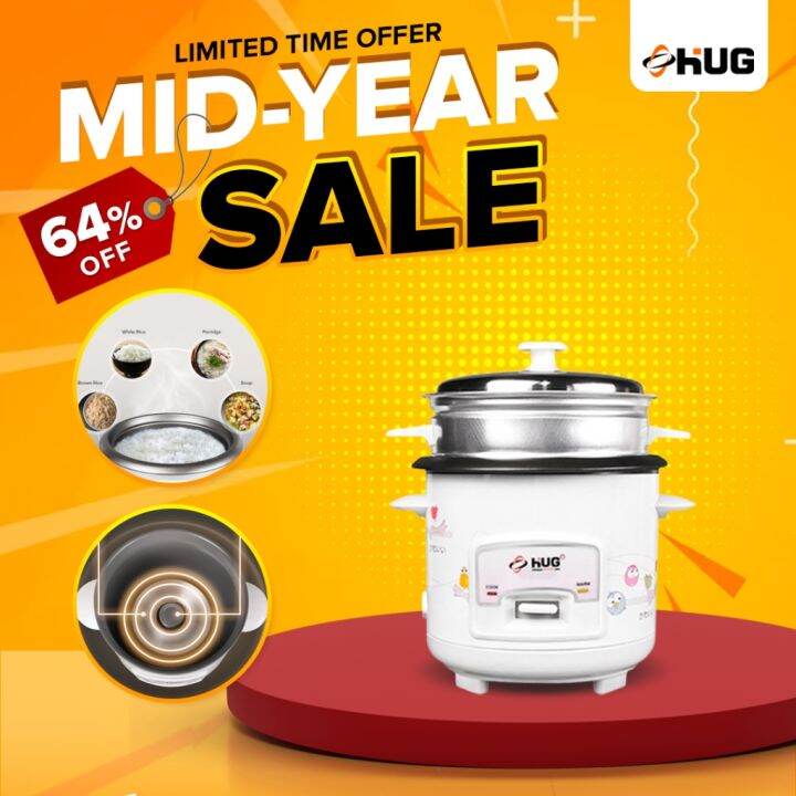 Hug 0.6 Liter Rice Cooker With Steamer And Spatula Rc-101Z | Lazada PH