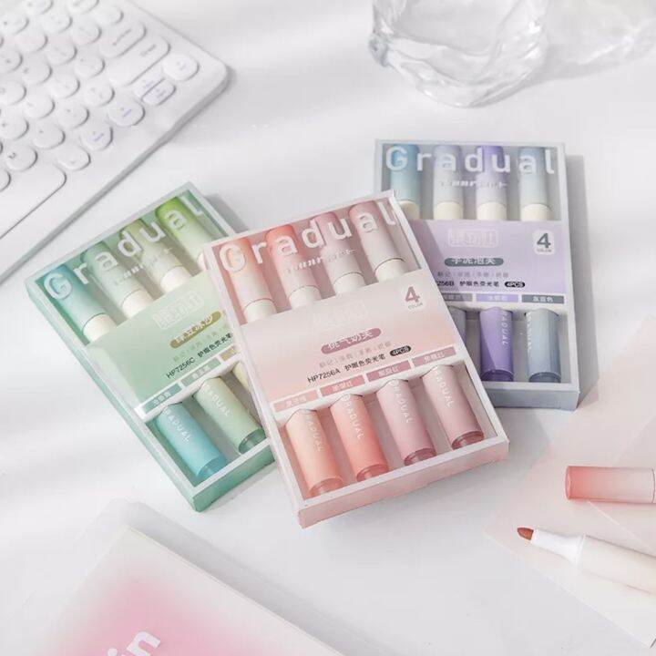 4Pcs/Pack Gradual Highlighter Pens Kawaii Candy Color Manga Markers ...