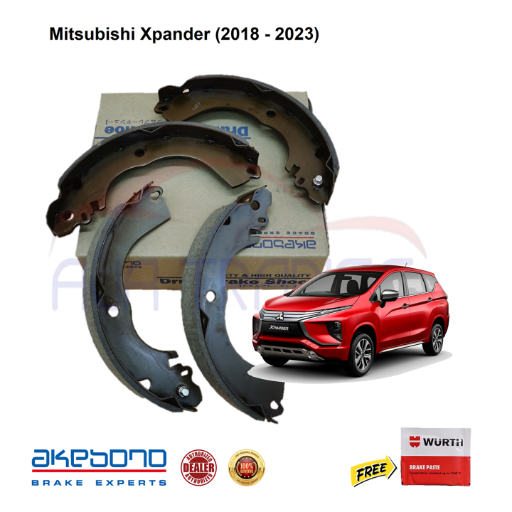 Genuine Akebono Rear Brake Shoe for Mitsubishi Xpander (2018 - 2023) with WURTH Brake Paste ...