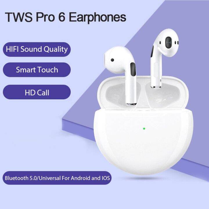 Pro 6 TWS HIFI Stereo Smart Touch Sports Earbuds Bluetooth Earphones ...