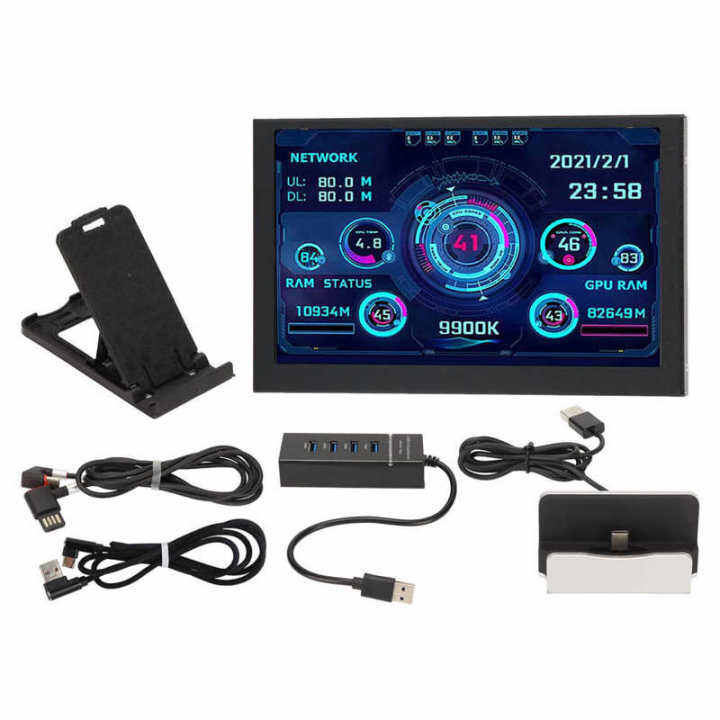 Computer Temp Monitor 5 Inch IPS Screen Multiple Theme USB Connection PC CPU Data Monitor For PC ...