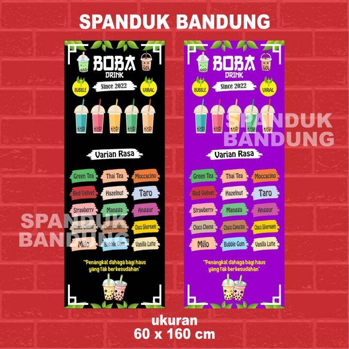 spanduk ukuran 60 x 160 cm / banner boba drink / banner boba costume ...