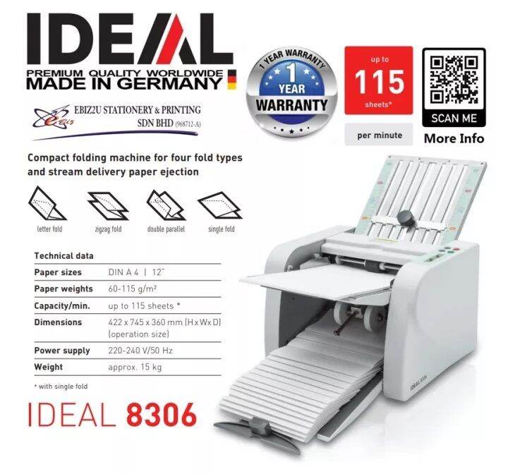 IDEAL 8306 Compact A4 Folding Machine (Folding Machine, Paper Folder ...
