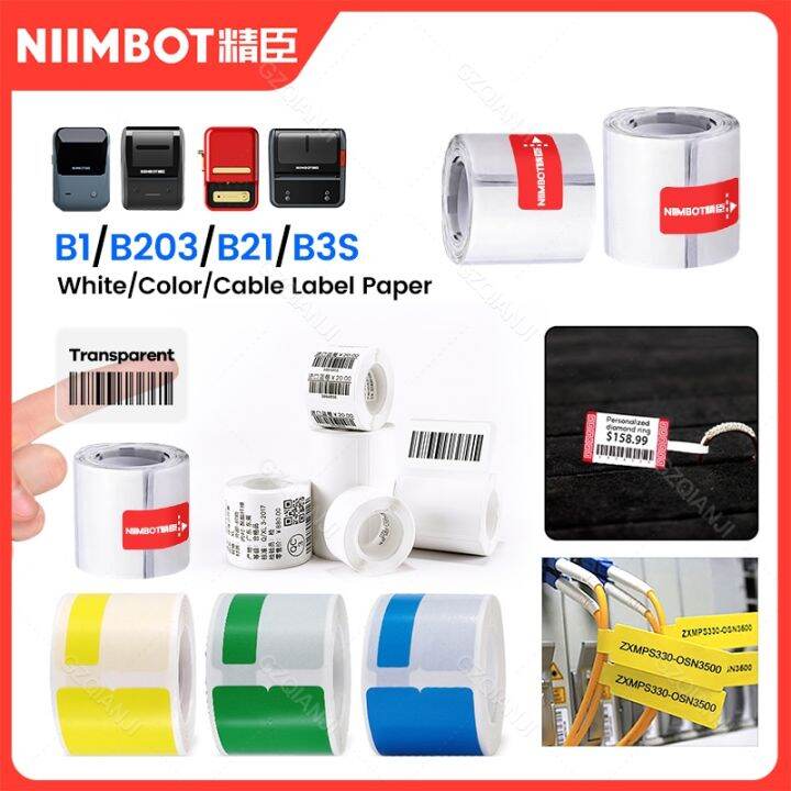 Niimbot B21 B1 B203 White Color Label Sticker Paper Rolls Transparent Translucent Blank Jewelry ...