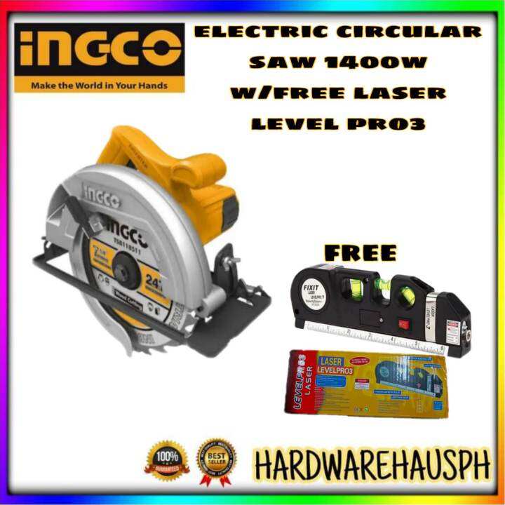 INGCO Original Industrial Circular Saw 1400W CS185382 with Free Laser ...