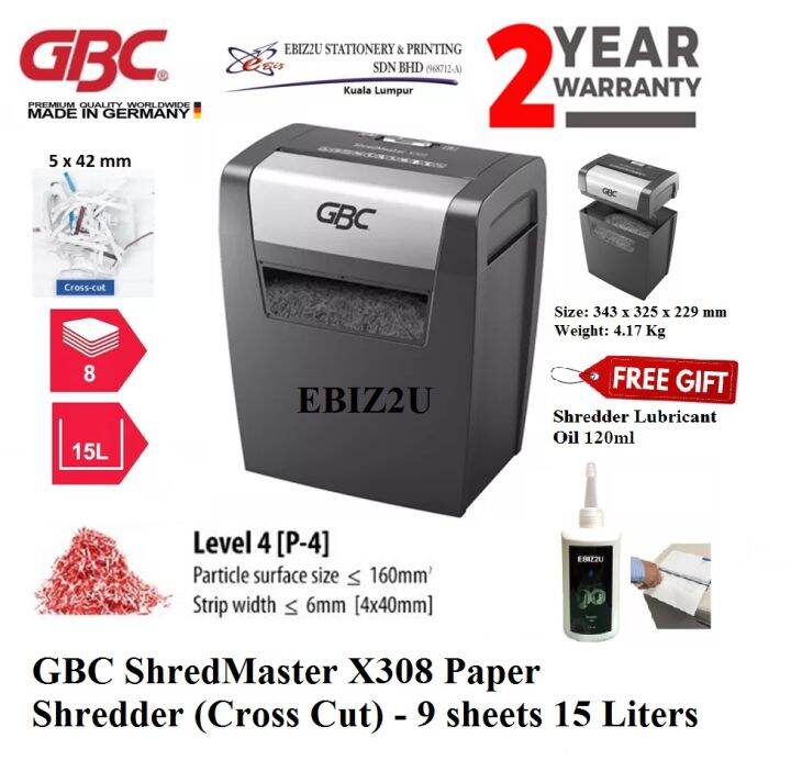 GBC ShredMaster X308 Paper Shredder (Cross Cut) - 9 sheets 15 Liters ...