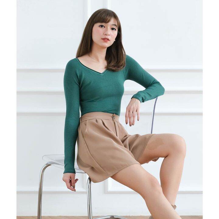 Basic Kaos Rajut Lengan Panjang / Atasan Wanita Bahan Rajut / Korean Style All Size SODAGIRL ...